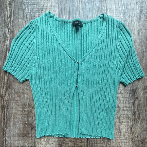 debut | Tops | Debut Teal Ribbed Crop Top | Poshmark